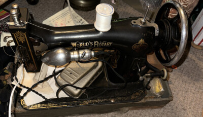 1957 VINTAGE World’s Rotary SEWING machine with attachments | eBay