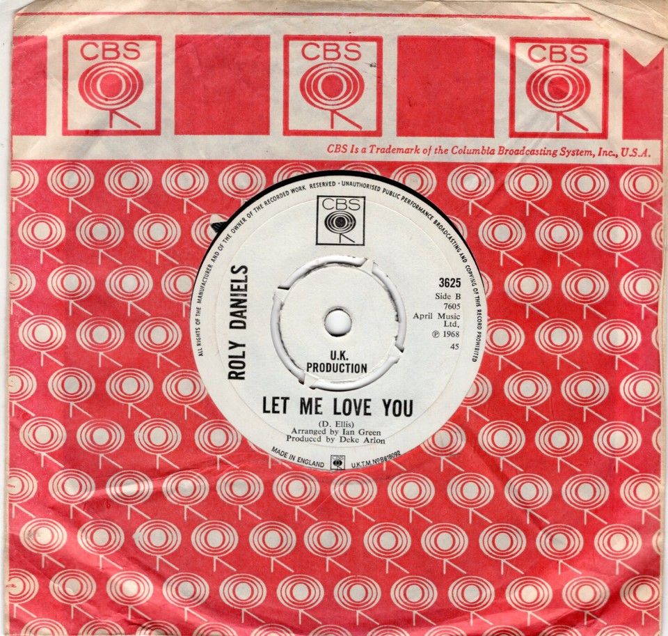 RORY DANIELS ~ Loser In The Race~1968 UK CBS label PROMO 2-track 7 ...