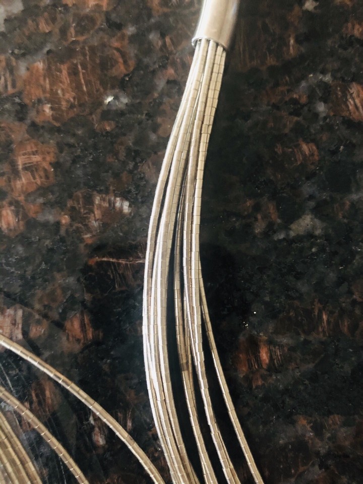 RARE Vintage Native American 11 Strands Liquid Sterling Silver Necklace ...