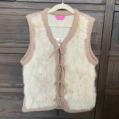 BCBGirls Rabbit Fur Wool Blend Tie Closure Sweater Vest Women’s XS | eBay