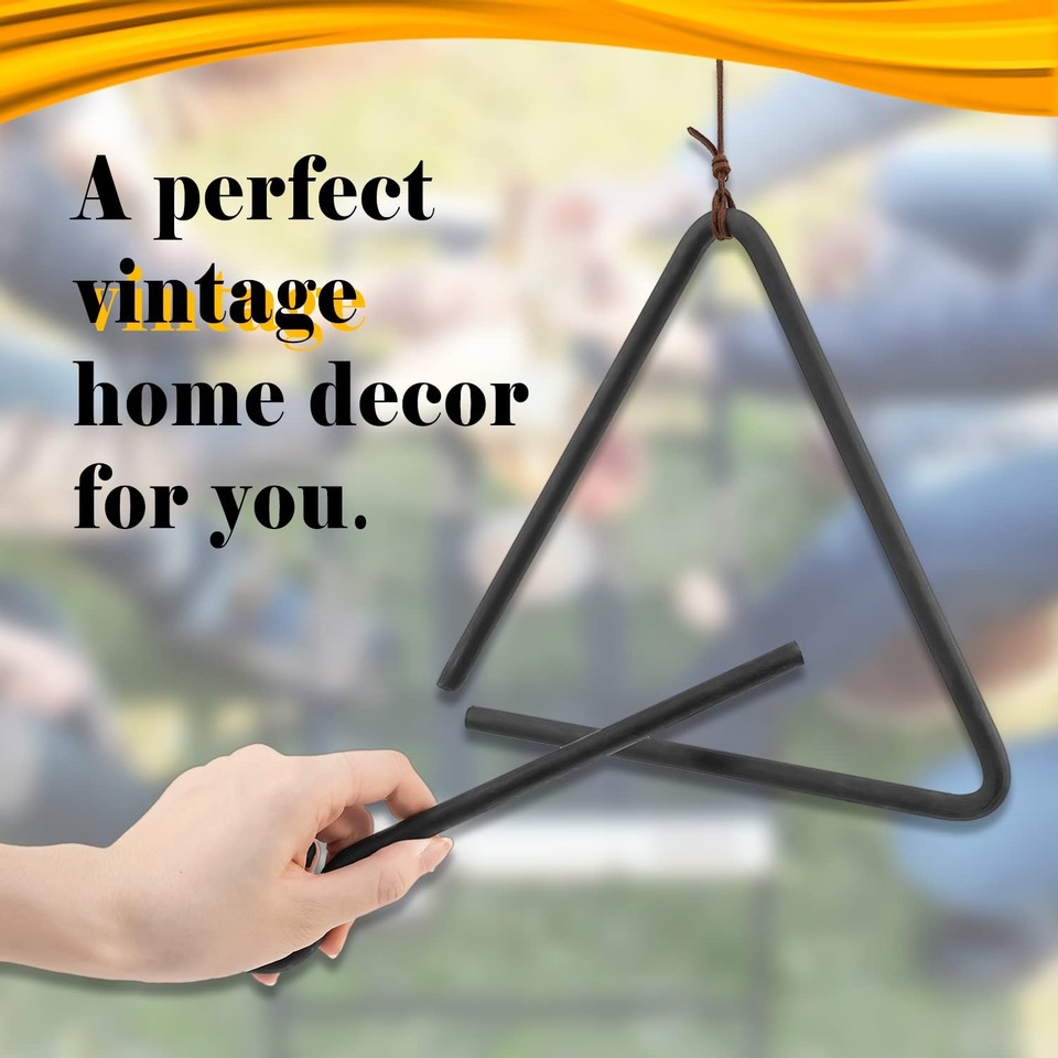 9-inch Triangle Dinner Bell with Hanger & Call Striker Ringer Outdoor ...