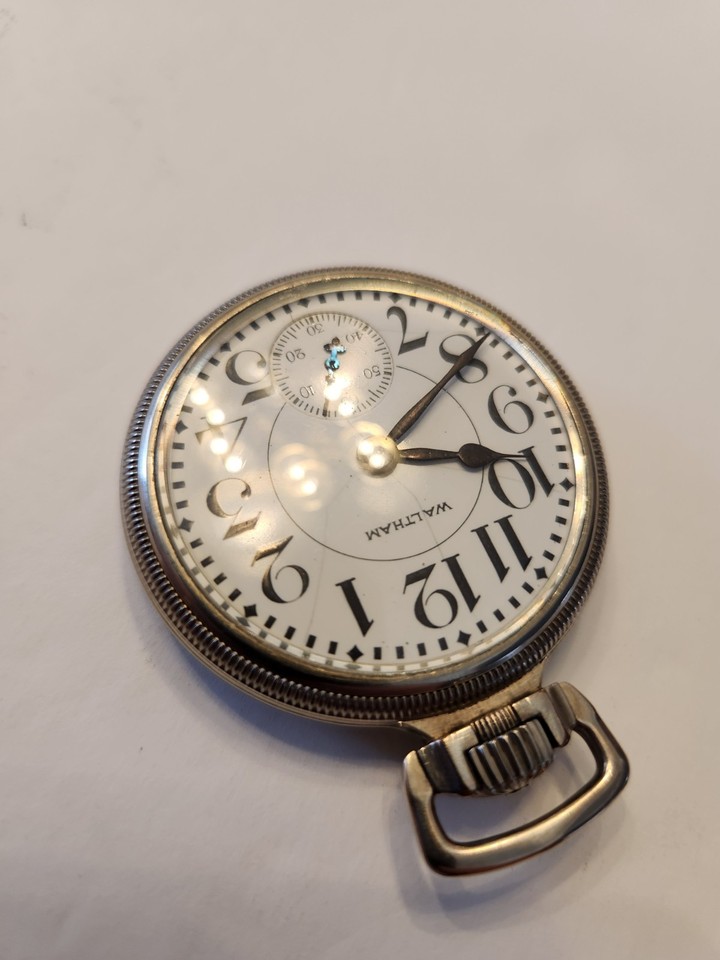 1924 Waltham Crescent St. M1908 16S 21J RR Pocket Watch JBoss 14K WGF ...