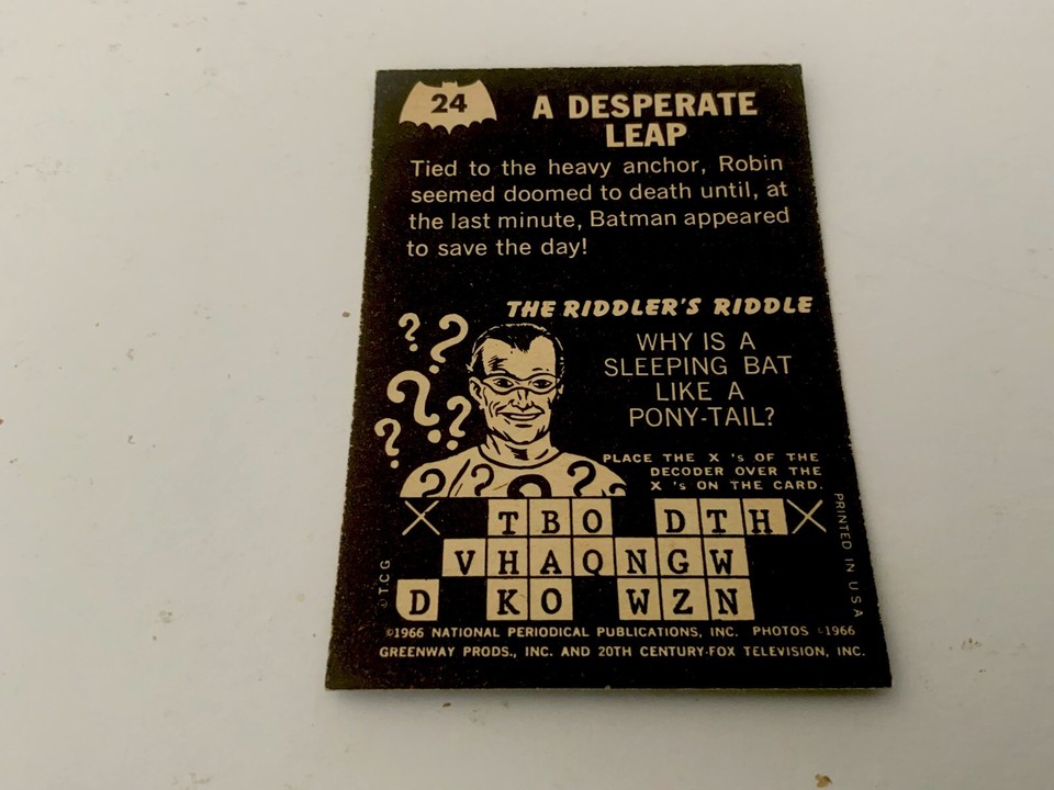 1966 Topps Batman Riddler Back Card # 24 A DESPERATE LEAP - NEAR MINT ...