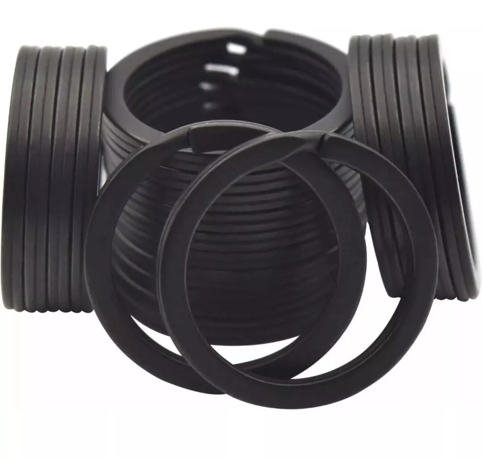 4x Black Split Key Rings 25mm Stainless Steel – Heavy Duty for Keys ...