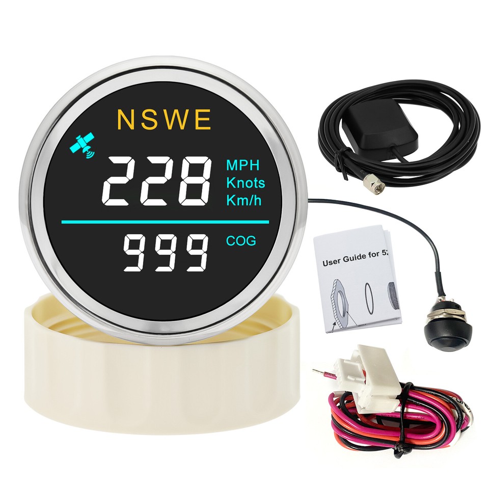 52mm Waterproof Digital LCD GPS Speedometer Odometer Gauge For Car Boat ...