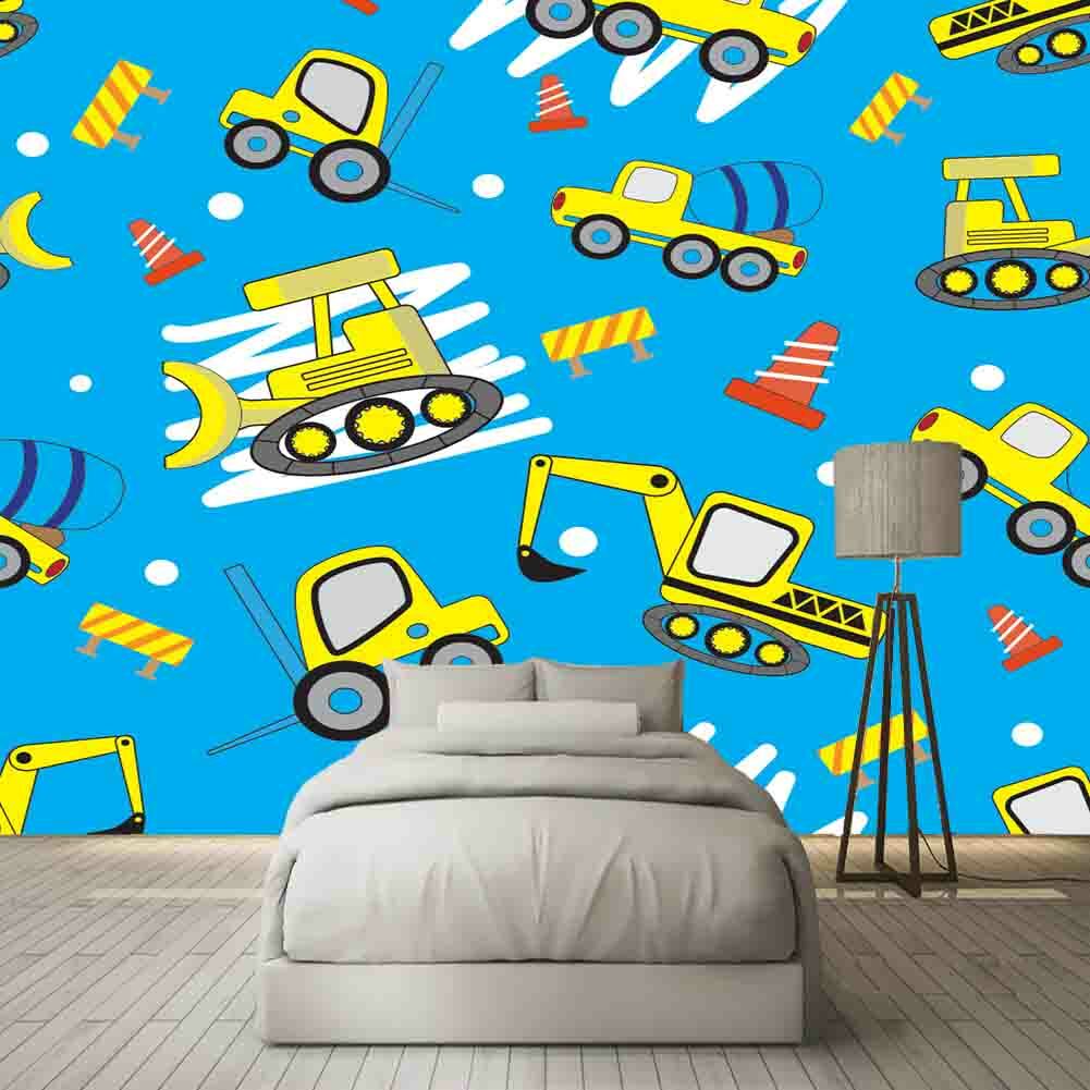 Yellow Tool Car Full Wall Mural Photo Wallpaper Printing 3D Decor Kid ...