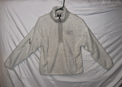 New Balance Women Ivory Half Zip Faux-Fur Fleece Jacket Size Medium ...