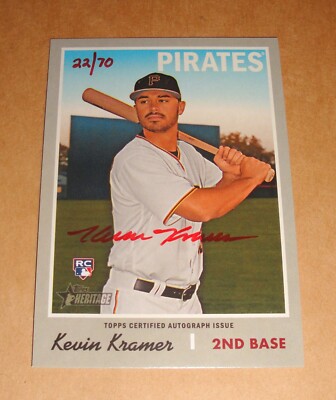 2019 Topps Heritage High KEVIN KRAMER Real One RED INK AUTO 22/70 ...