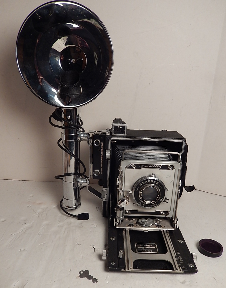 Vintage Graflex Crown Graphic Pacemaker 4x5 Large Format Camera & Flash ...