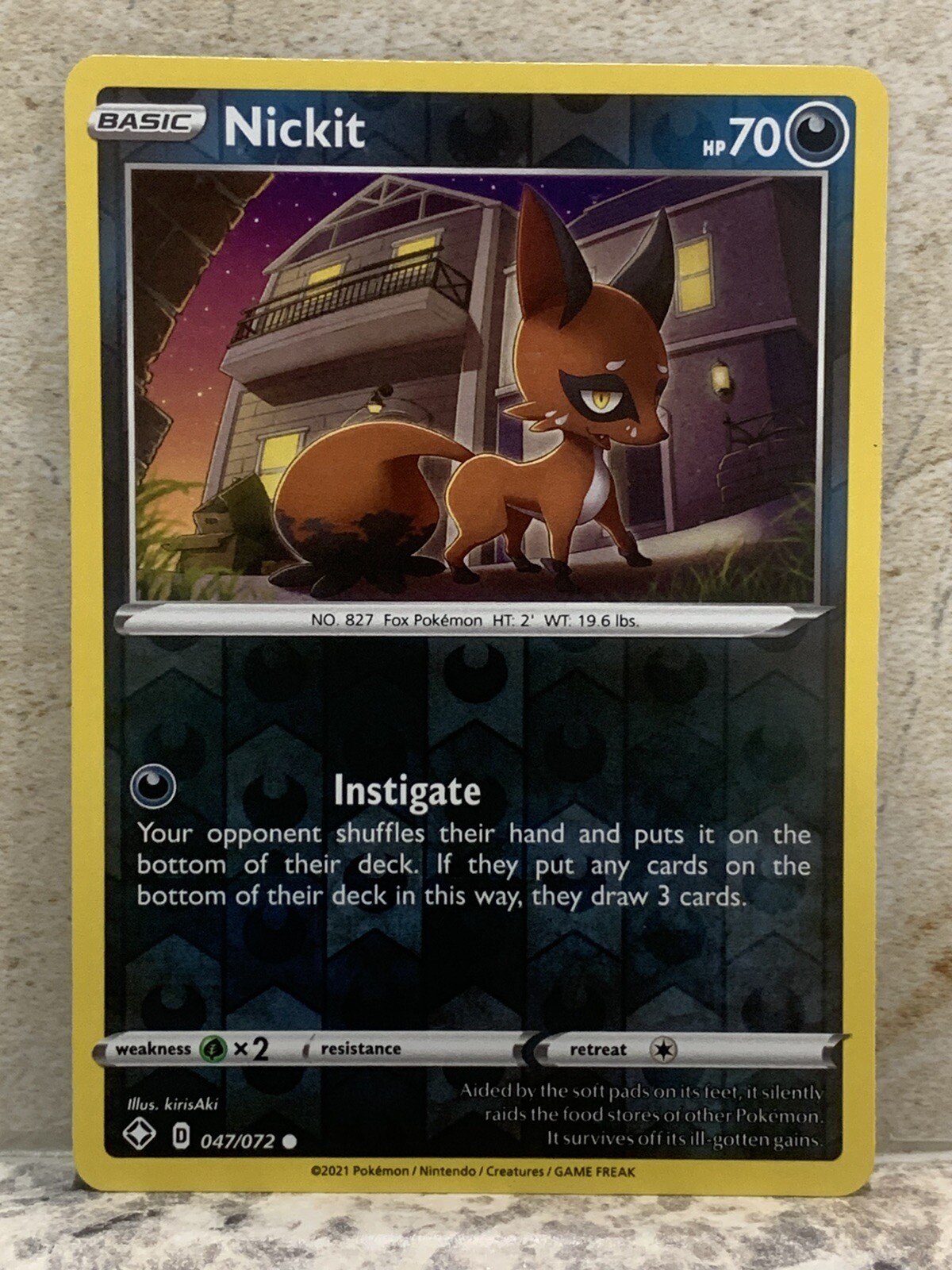 2021 POKÉMON TCG (Shining Fates) Nickit 047/072 ⚪️ (Reverse Hologram ...