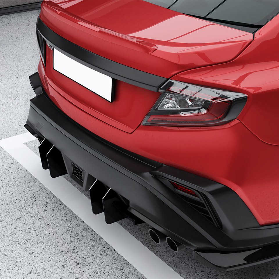 For 22-2024 Subaru WRX STI JDM Style Gloss Black Shark Fin Rear Bumper ...