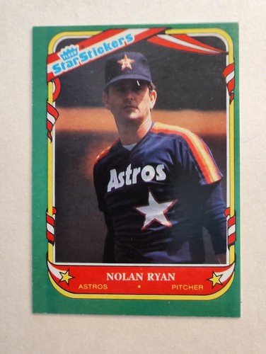 NOLAN RYAN Houston ASTROS 1987 FLEER STAR STICKERS BASEBALL CARD #103 ...