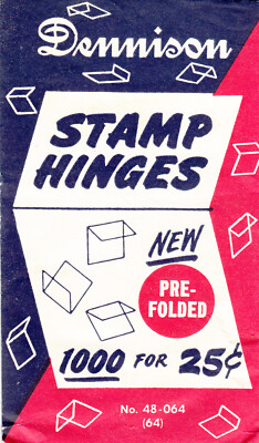 1 PACK OF THE 2ND BEST STAMP HINGES EVER MADE DENNISON #64 FOLDED ...