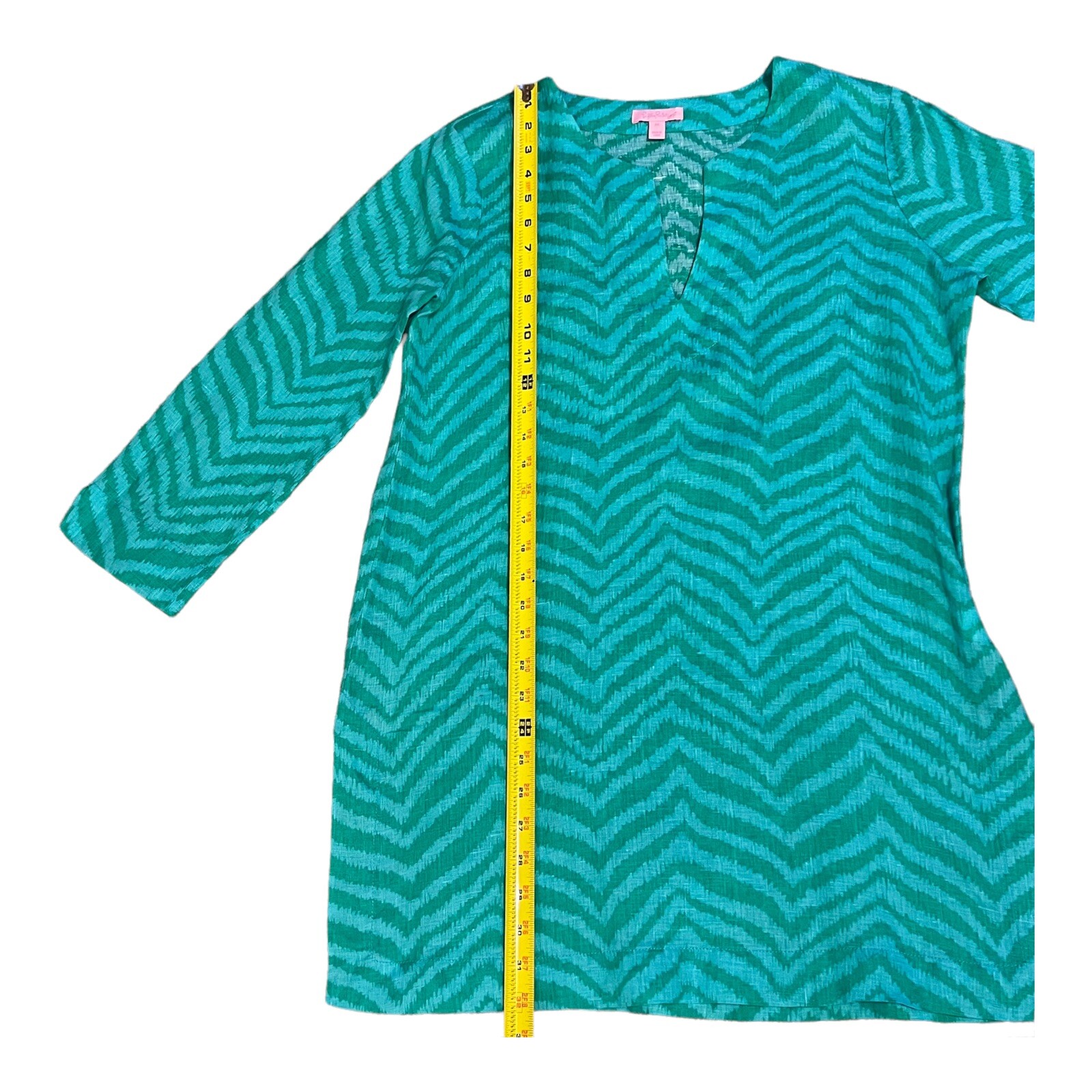 Lilly Pulitzer Blue Green Zebra Print Linen Tunic Top… - Gem
