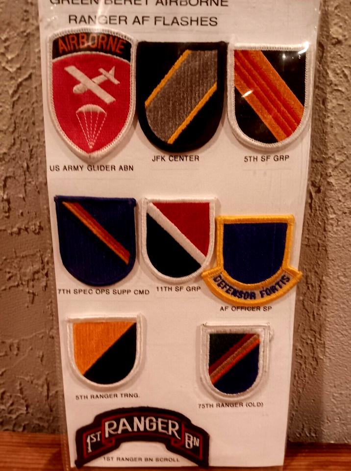 NOS SPEC OPS GREEN BERET AIRBORNE RANGER FLASH & PATCHES REGULATION ...