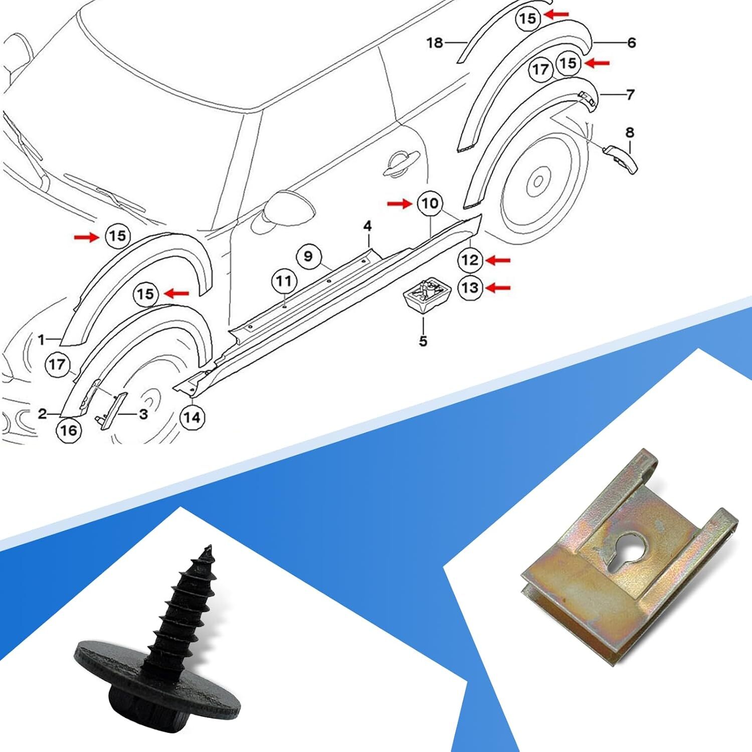 40x Engine Under Cover Splash Shield Bumper Guard Body Bolts U-nut Clip ...