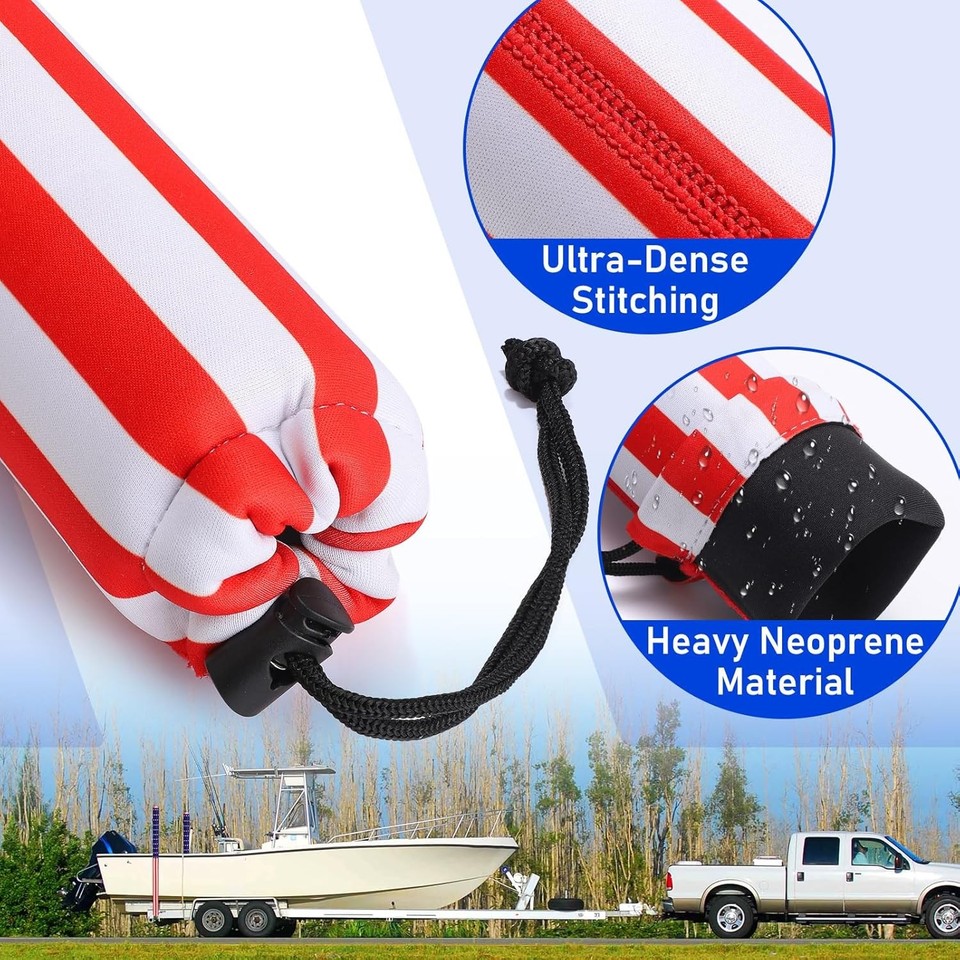 2PCS 48" USA Boat Trailer Guide Pole Cover, Heavy Duty Neoprene Canvas ...