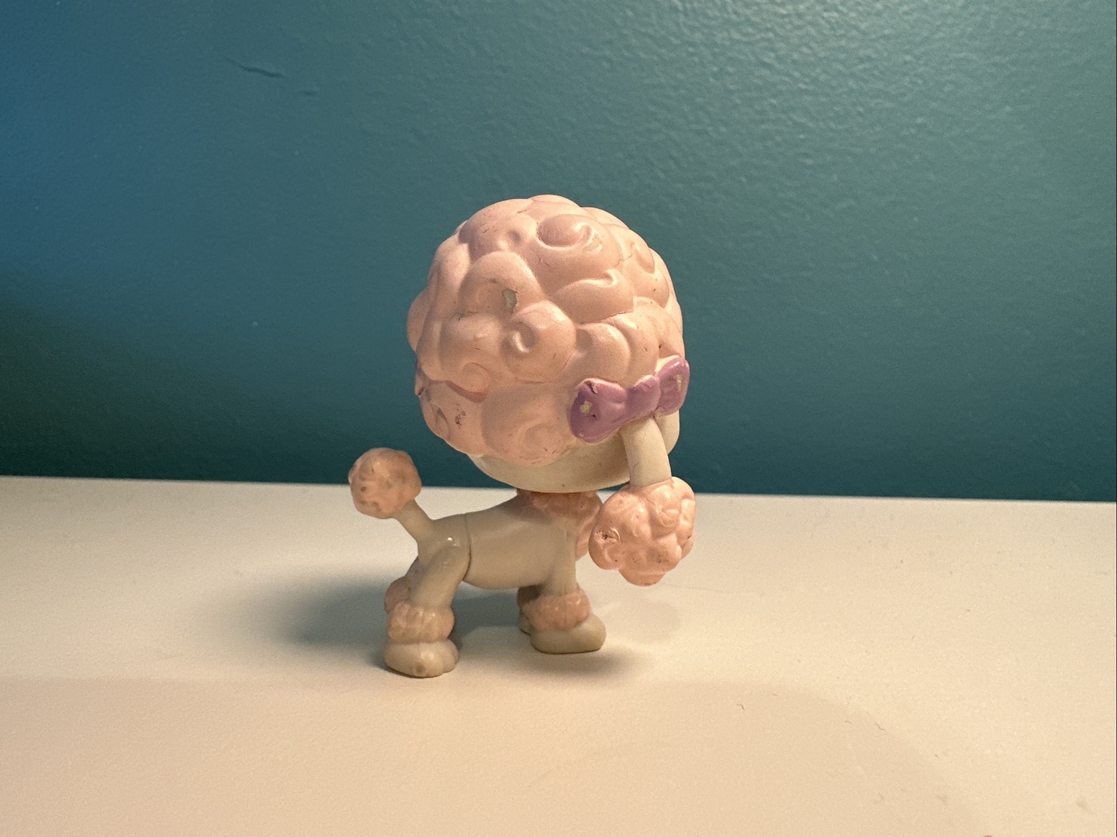 LITTLEST PET SHOP # 152 PALE PINK POODLE PURPLE BOWS RED MAGNET ...