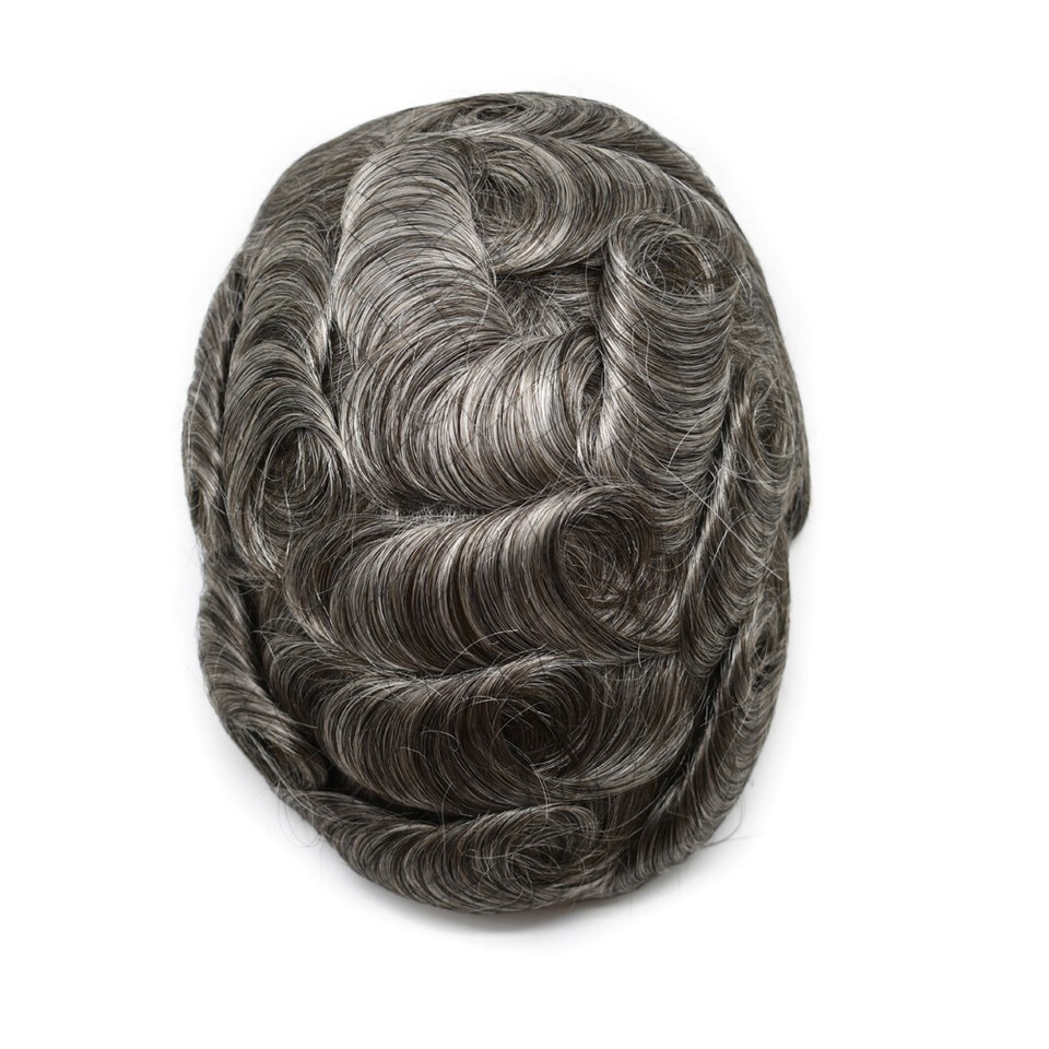 Full Poly Skin Mens Toupee Injected PU Human Hair System Replacement ...