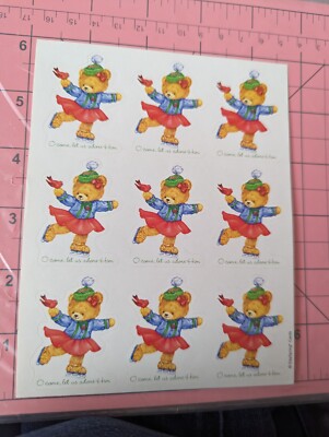 Vintage DaySpring Christmas Stickers Teddy Bear O Come Let Us Adore Him ...