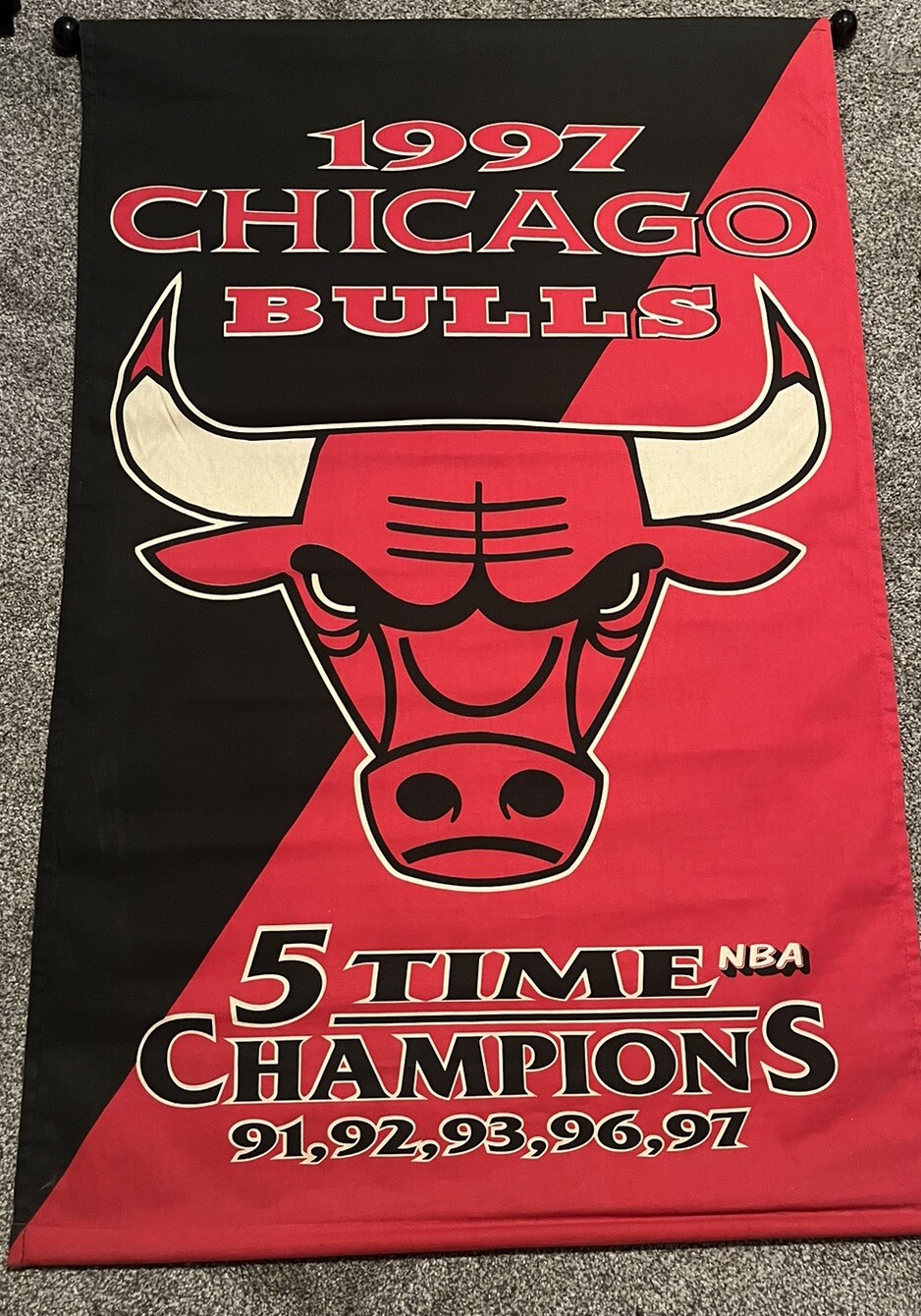 1997 Chicago Bulls 5 Time NBA Champions Banner | eBay