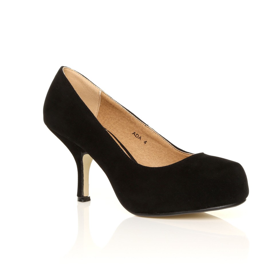 WOMENS LADIES MID HEEL CASUAL SMART WORK PUMP COURT SHOES SIZE 3-8 ...