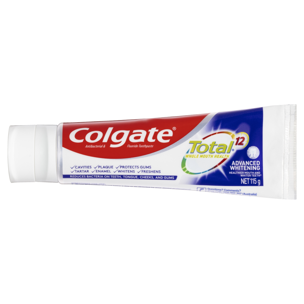Colgate Total Advanced Whitening Toothpaste 115g Antibacterial Fluoride ...