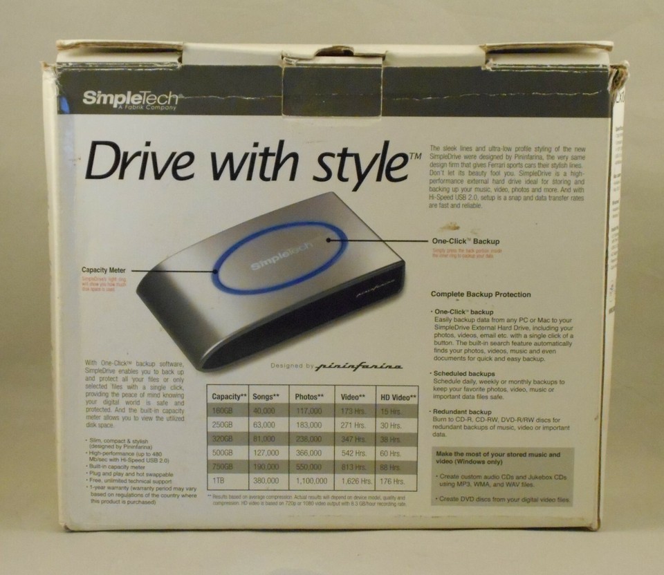 SimpleTech SimpleDrive SP-U35/1TB 1 TB USB 2.0 External Hard Drive | eBay