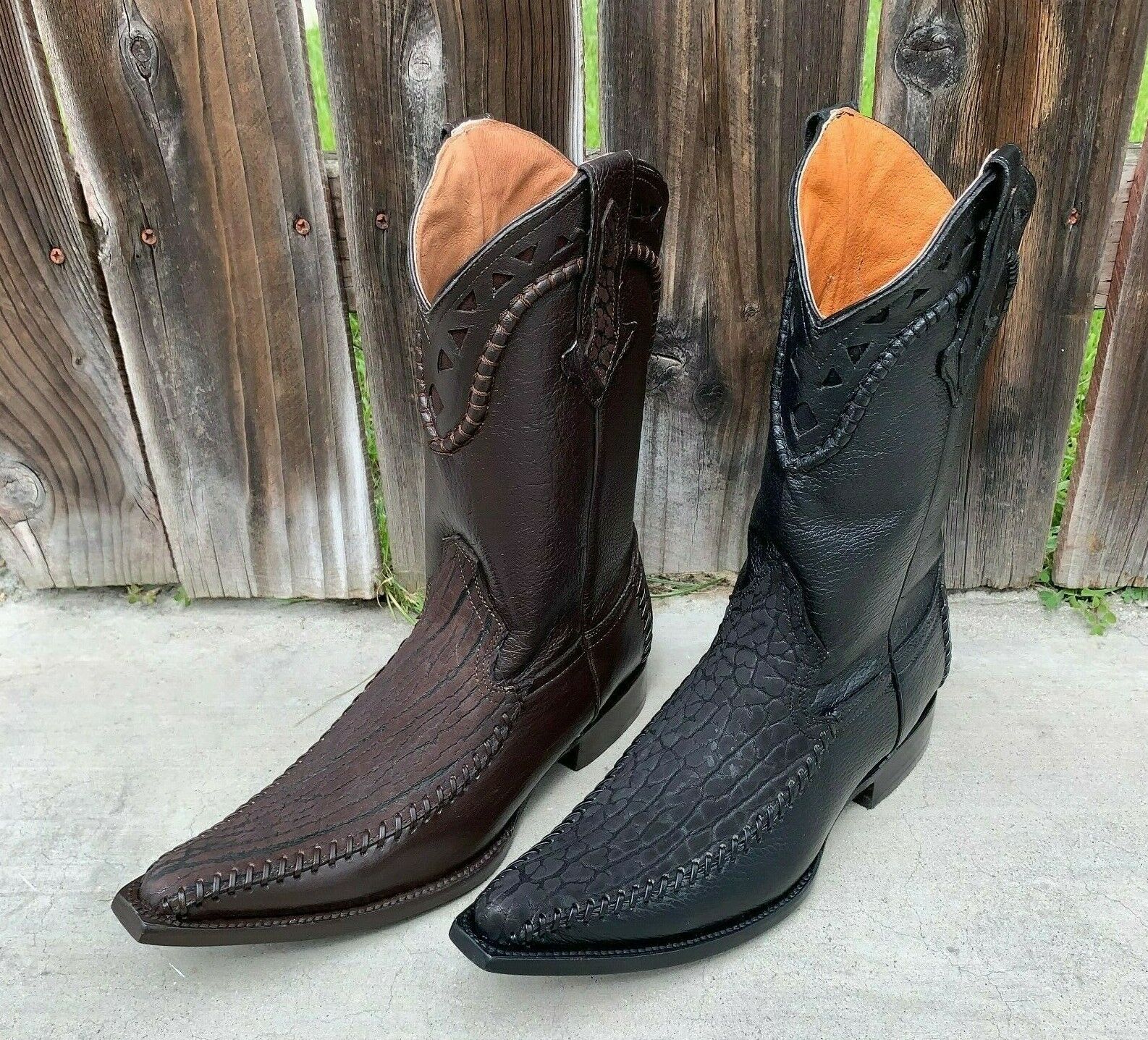 MENS BULL NECK POINTED COWBOY WESTERN BOOTS 097 BOTA CUELLO DE TORO ...