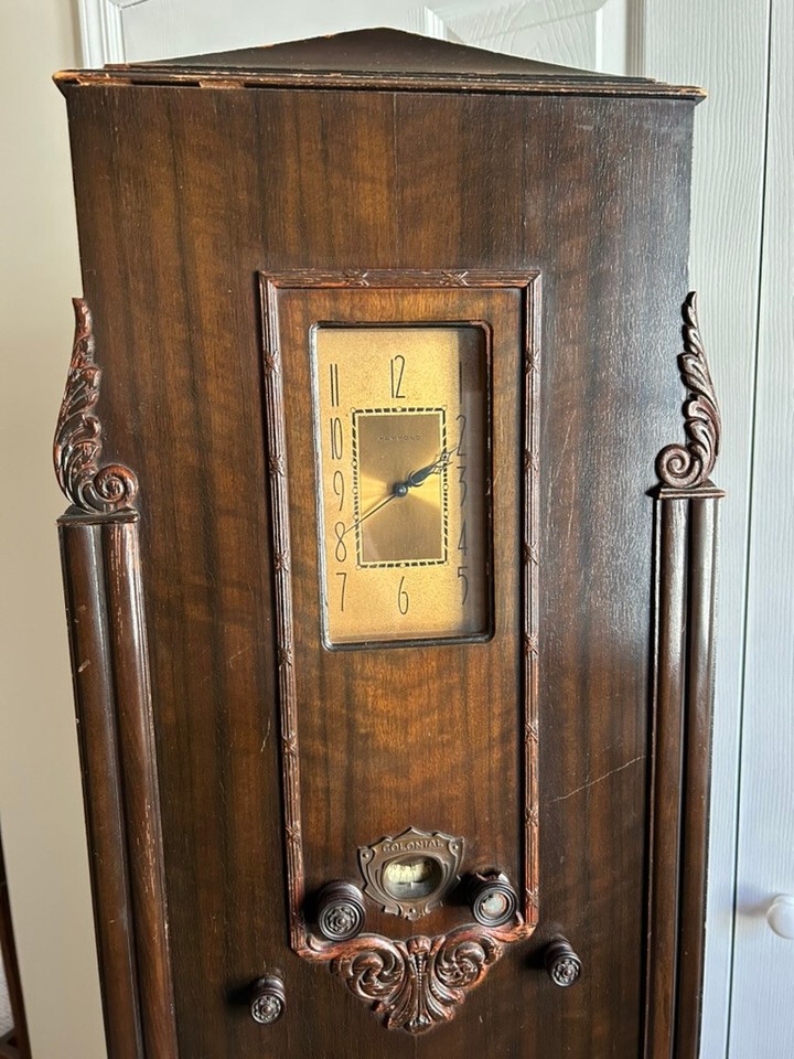 Beautiful Antique Colonial Grandfather Clock Radio | eBay