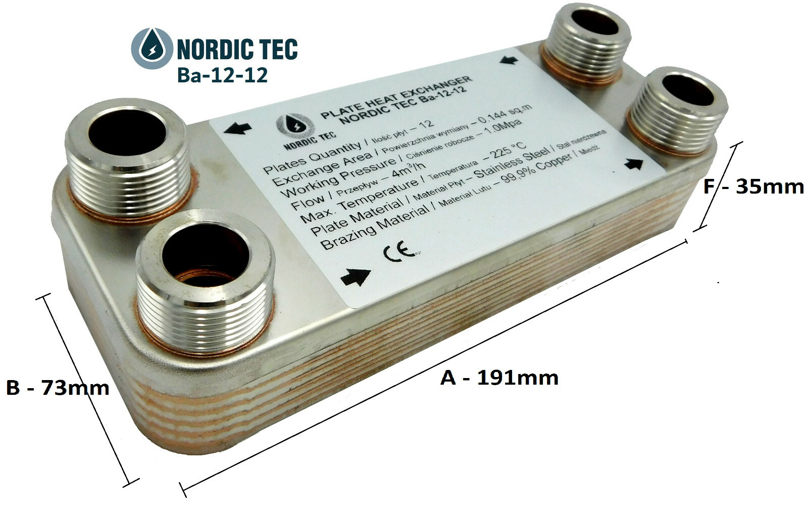 Stainless steel plates PLATE HEAT EXCHANGER brazed NORDIC TEC 25-100kW ...