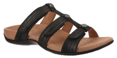 Vionic Amber Slide Black Metallic Strappy Comfort Sandal Women's sizes ...