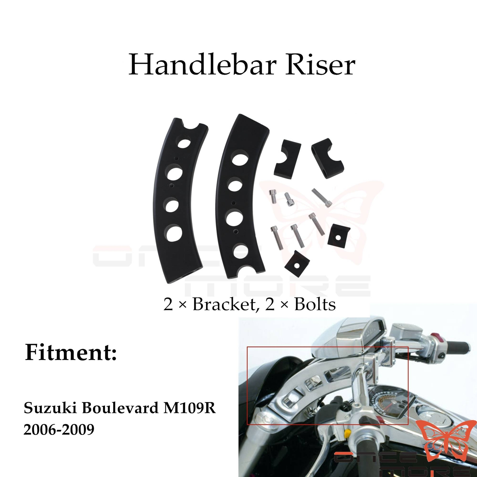 2PCS CNC Motorcycle 5-Hole Handlebar Riser For Suzuki Boulevard M109R ...