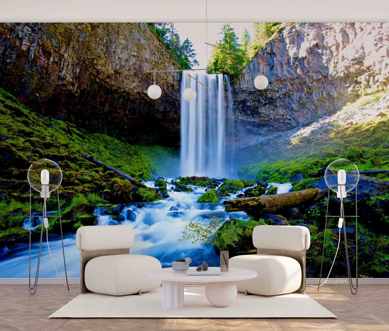 3D Forest Waterfall Landscape Wallpaper Wall Murals Removable Wallpaper ...