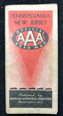 AAA HIGHWAY MAP - PENNSYLVANIA & NEW JERSEY - 1934 | eBay