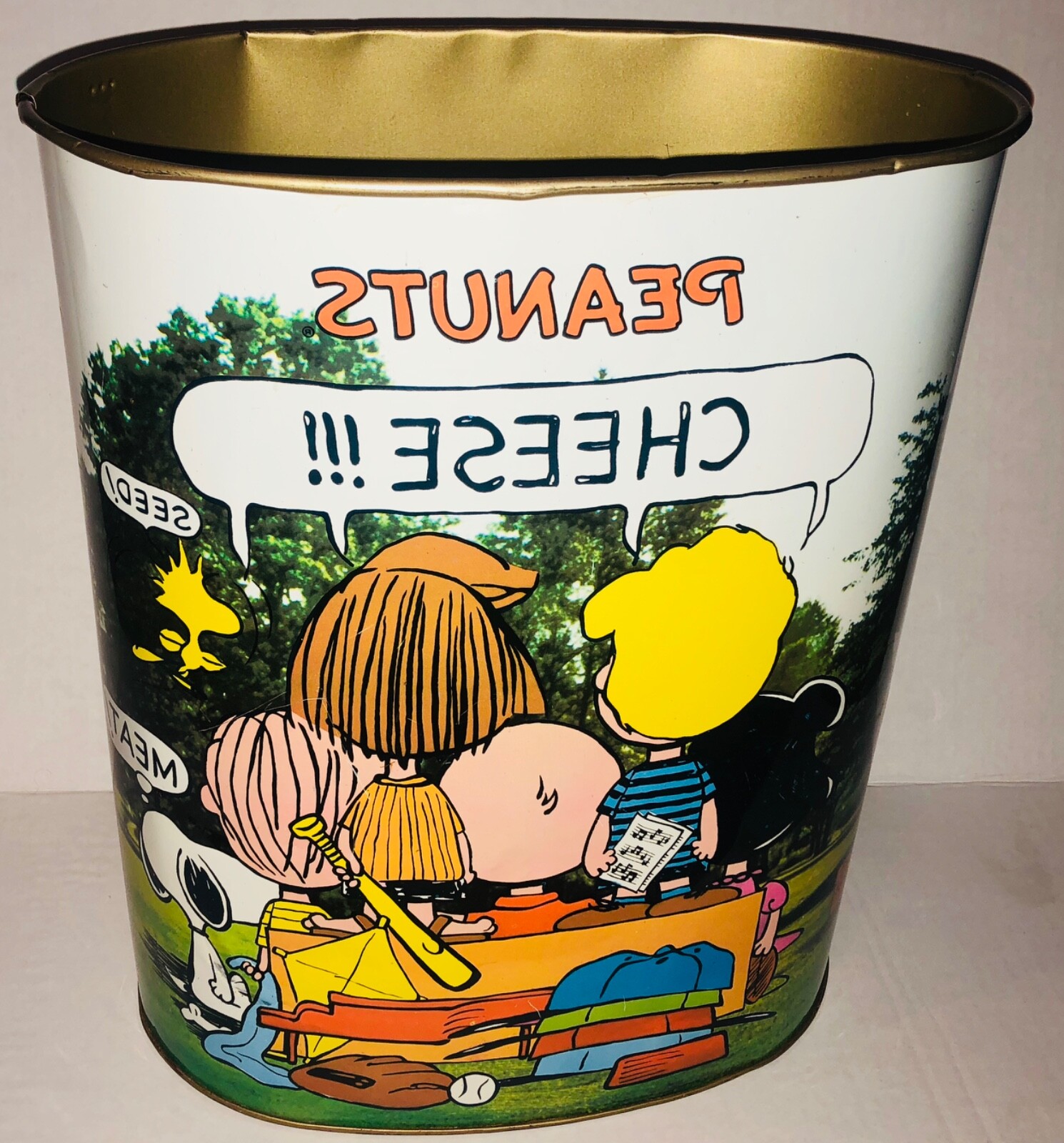 Vintage1960’s Peanuts Charlie Brown Snoopy Metal Tin garbage can ...