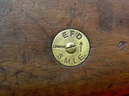 BRITISH No1 LEE ENFIELD SMLE STOCK - BRASS ID DISC w/ SCREW c ...