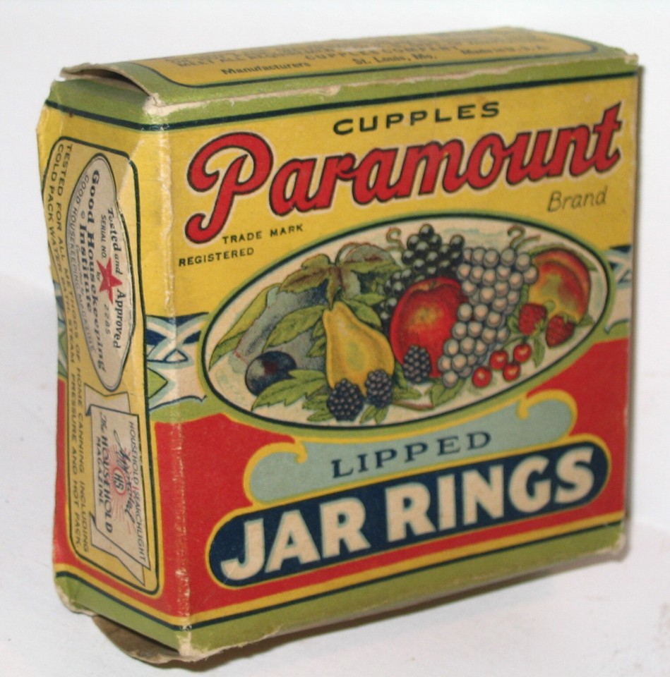 Paramount Jar Rings Box EARLY Graphic Mason Fruit Jar Rubbers Box Full ...