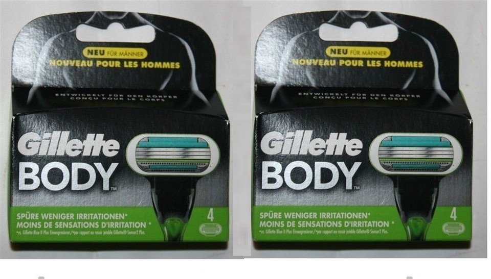 9 Gillette Body Razor Blades Replacement Refills Shaver Shaving ...