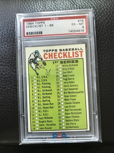 1964 Topps Baseball Checklist Series 1 Ex-Mt PSA 6 | eBay