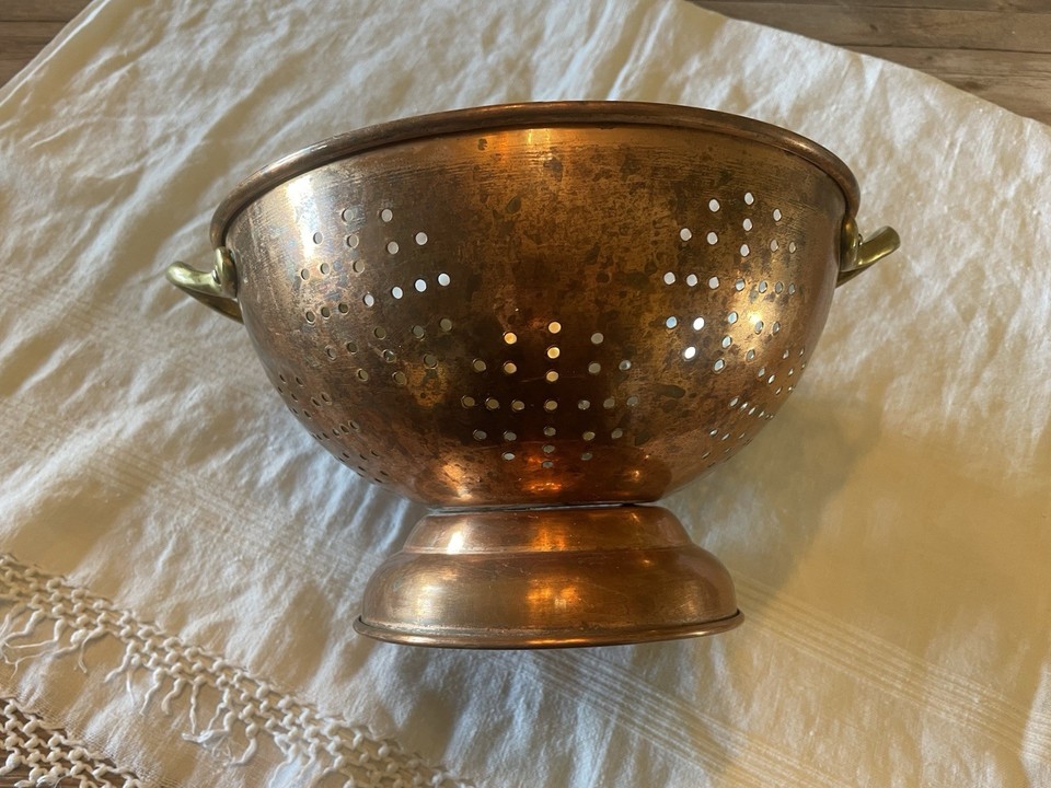 Vintage Copper Colander and Skimmer Set | eBay