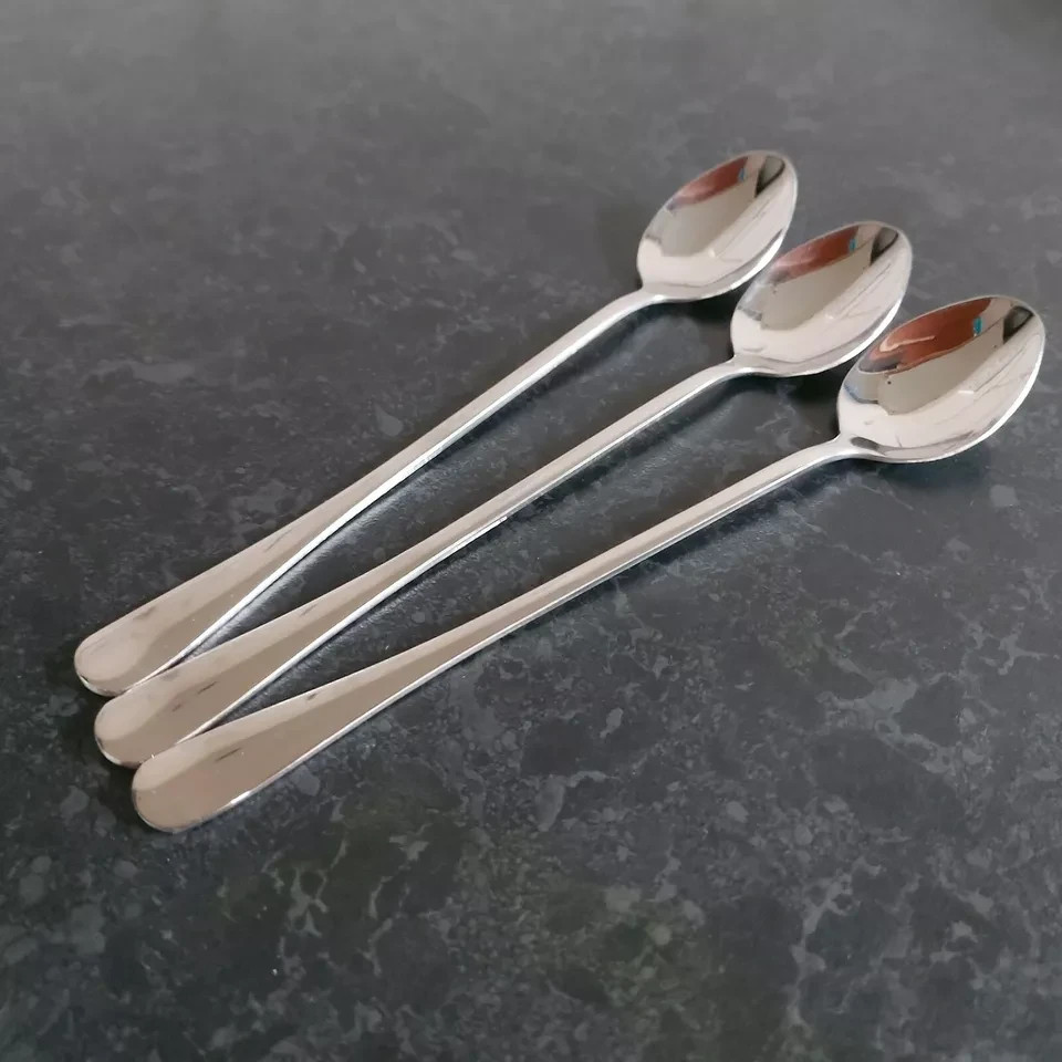 3 Long Handle Teaspoons Tea Spoon Stainless Steel Coffee Latte Ice ...