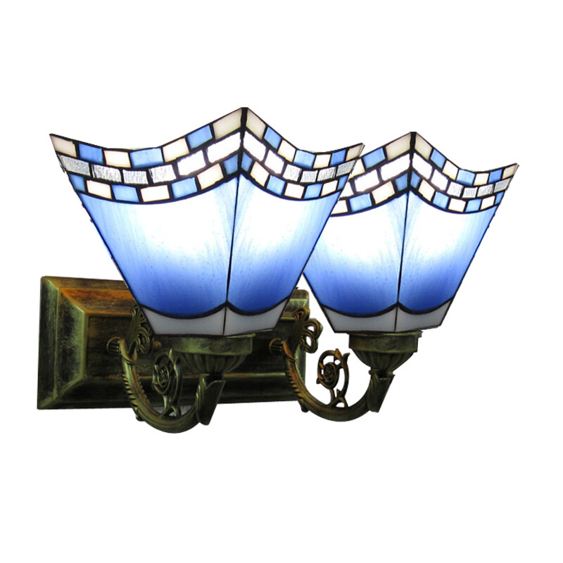 Tiffany Mission Style Wall Mount Light 2 Light Wall Light Amber/Cream