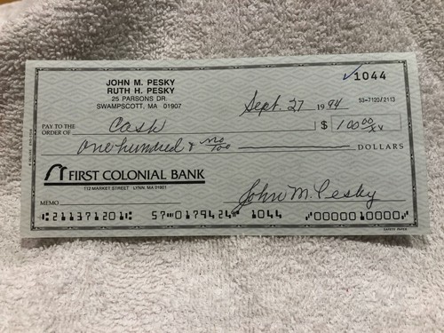 Front And Back Of Check