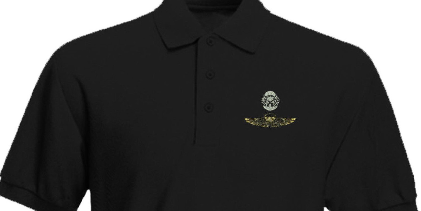 USMC FORCE RECON Parachutist Bubble Wings and helmet Embroidered Shirt ...