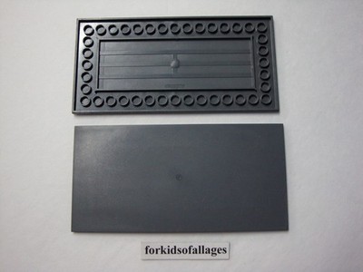 2x LEGO Tile 8x16 Studs w/Bottom Tubes on Edges Dark Bluish Gray 7783 ...