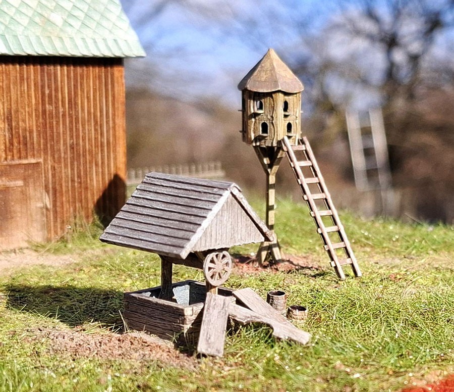 Model Scene N Scale Rustic Well and Dovecote Set (laser-cut) | eBay