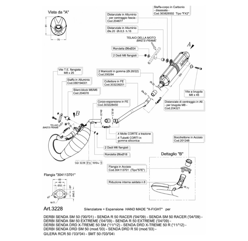 Complete Exhaust Leovince X-Fight Black Ed. Derbi Senda Racer Sm/Enduro ...