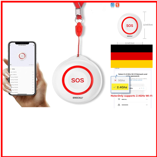 Tuya WiFi Notfallknopf für Senioren 2 4GHz WIFI Verbindung 20 ...