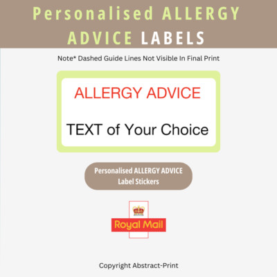 455 Personalised ALLERGY ADVICE Self Adhesive Labels Allergen Stickers ...